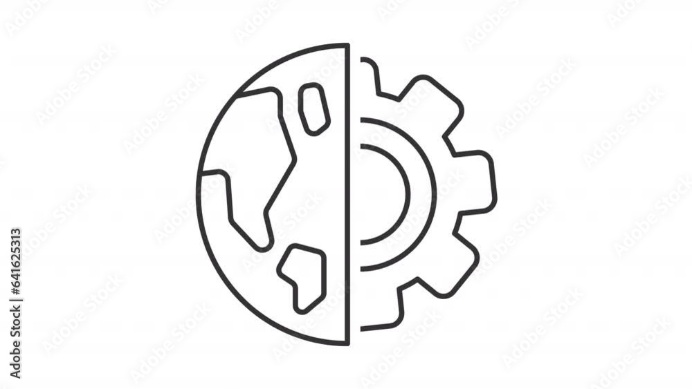 Earth science line animation. Rotating gear and globe animated icon ...