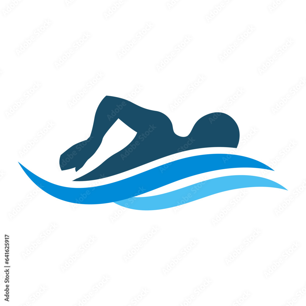 Swimming man logo icon flat vector illustration emblem design isolated ...