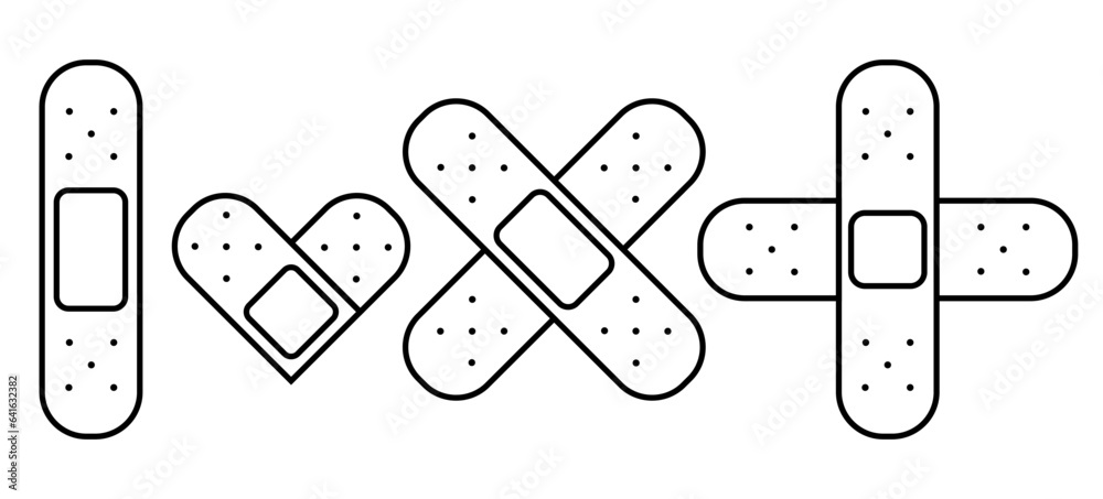 Poster Medical cute illustration of band aid in outline style – Wall ...