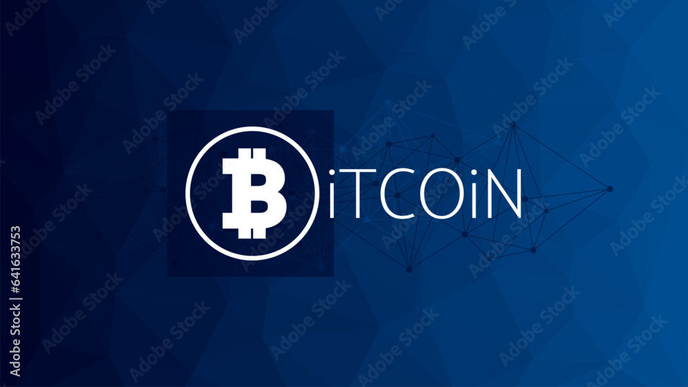 Bitcoin circle sign. Poly vector background. Triangle network pattern ...