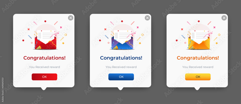 Set of Modern congratulations pop up banner with flat design on white ...