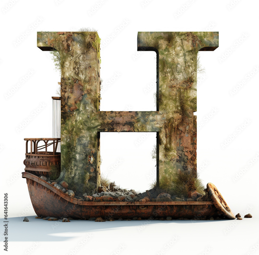 3d render letter h surrounded by Sunken Ship Serif: A font that looks ...