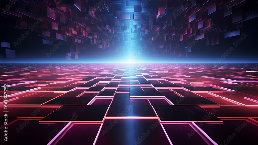 3d technology abstract neon light background, empty space scene ...