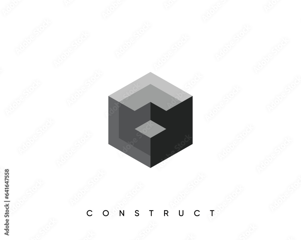 Abstract cube logo design template for construction, planning and ...