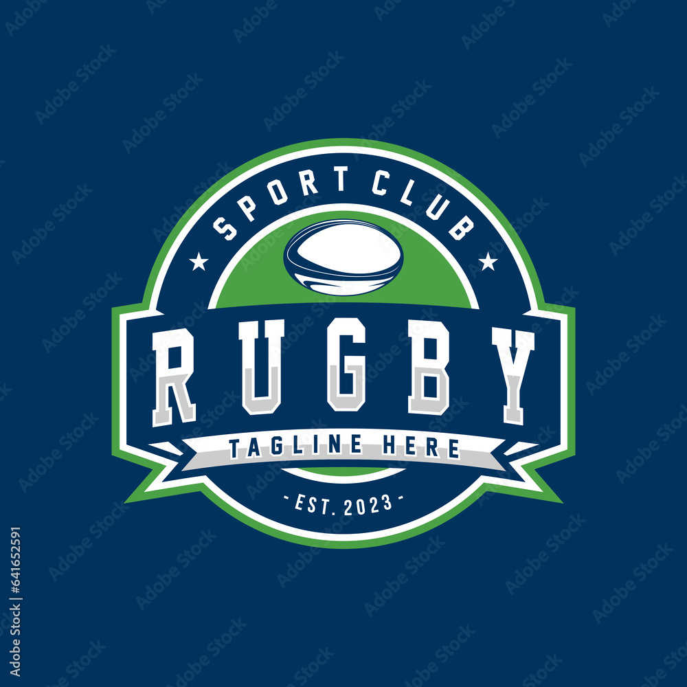 Rugby logo design vector illustration template, rugby club emblem Stock ...