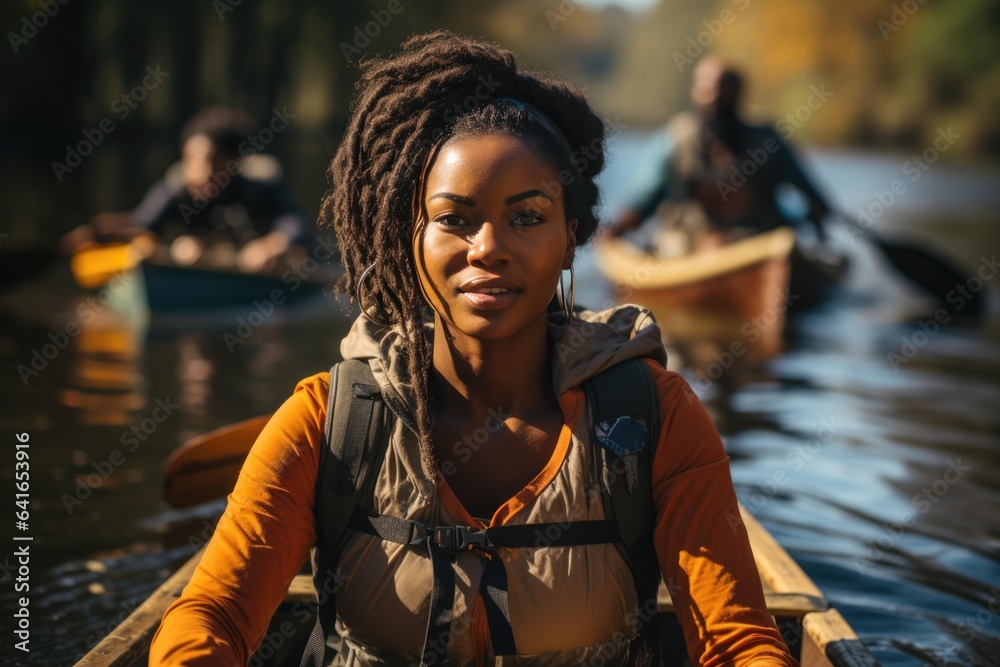 Foto de African Woman Rowing In A Rowing Uniform. Сoncept African Women ...