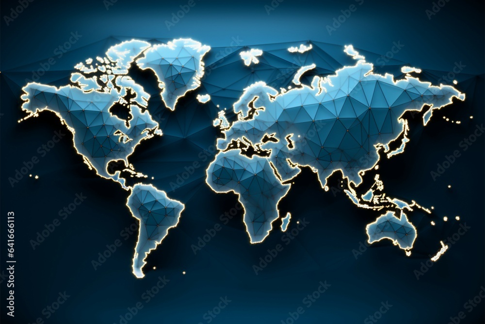Geometric 3D world map background, perfect for global themed ...