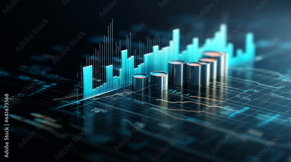Growth strategy business graph analysis concept on finance chart data diagram 3d background of ...