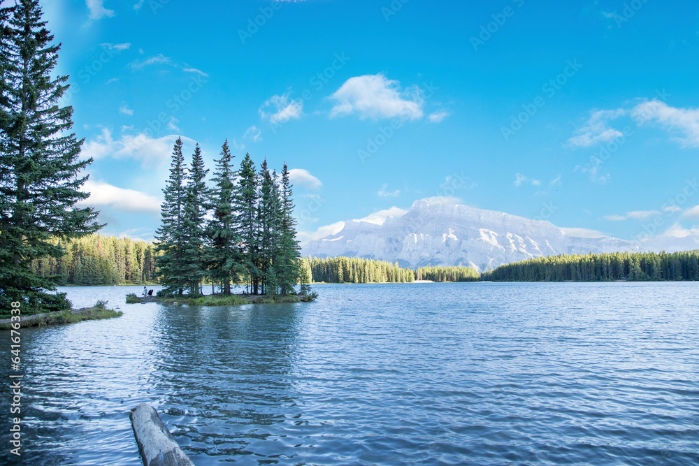 Beautiful view of Two Jake Lake in Banff National Park in Canada Stock ...