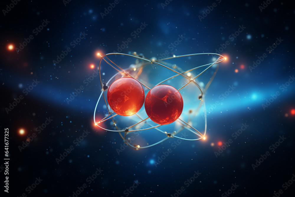 Artistic depiction of atoms bonding to form molecules, illustrating the ...