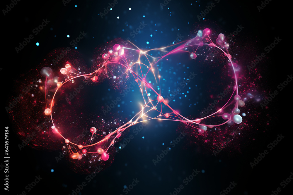 Visualization of chemical bonds forming and breaking, representing the ...