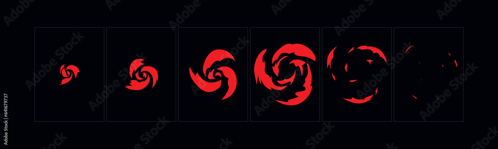 Sprite Sheets blood splash animation. Red liquid spin motion effect for ...
