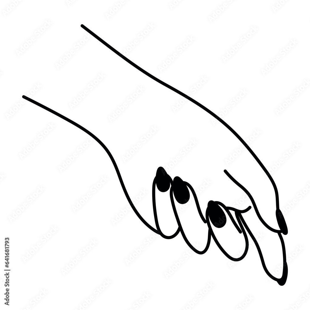 Female hand line art gesture. Gentle touch linear icon. Non-verbal ...