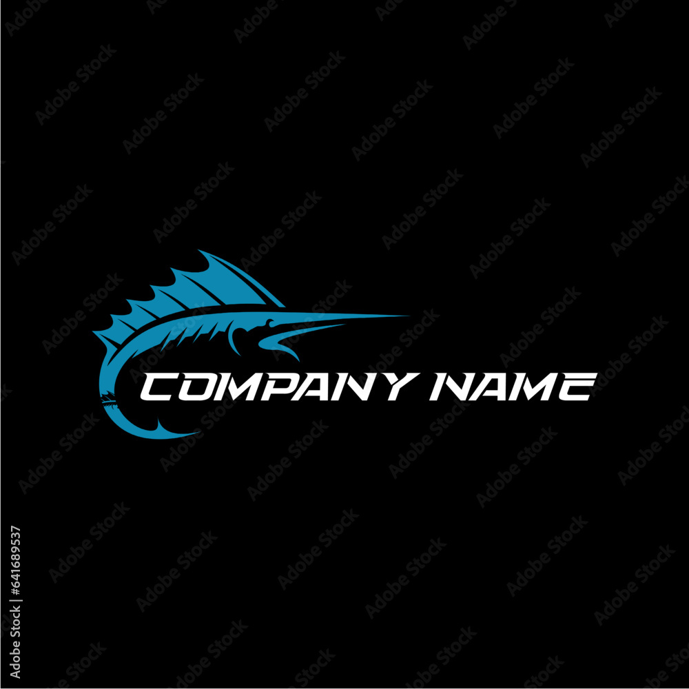 vector logo illustration of a combination of a sailfish and a tail as a ...