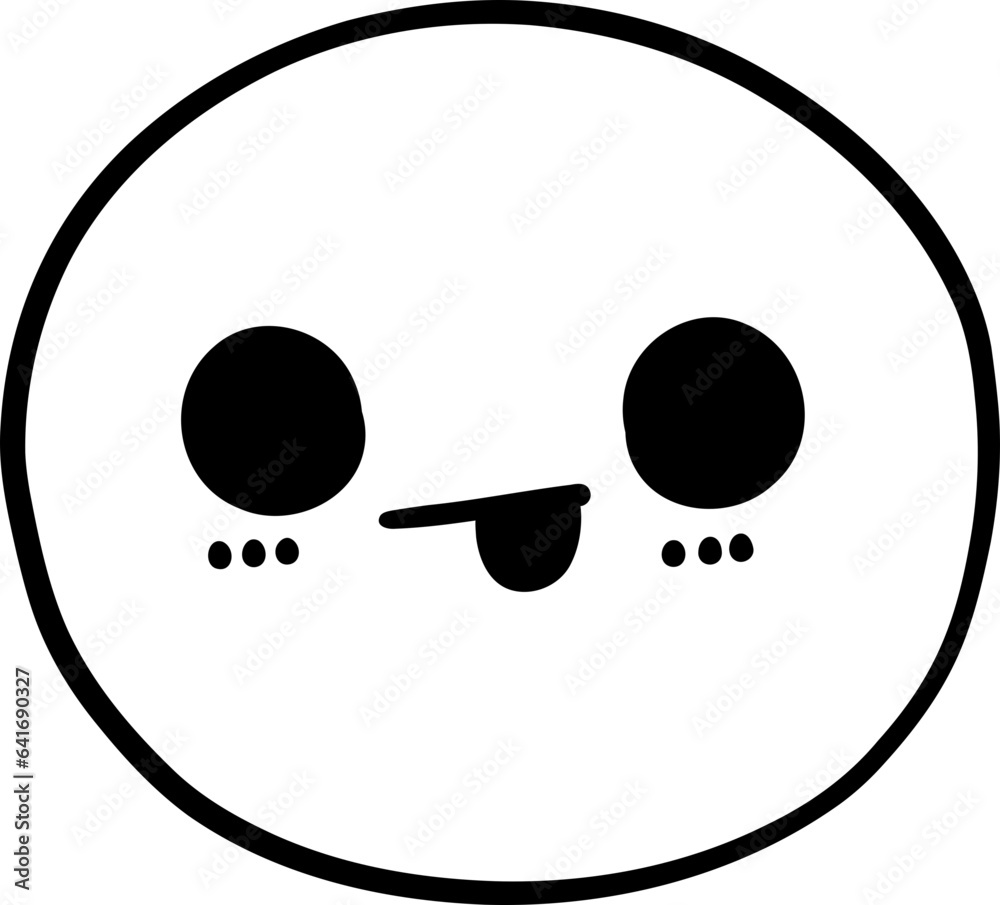 Cute shy emoji, emoticon doodle outline Stock Vector | Adobe Stock