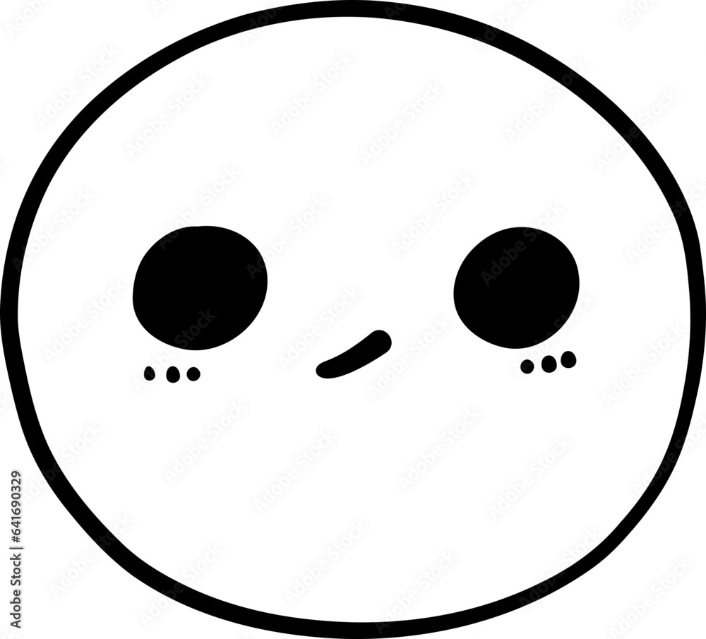 Cute sad emoji, smiley emoticon doodle outline Stock Vector | Adobe Stock