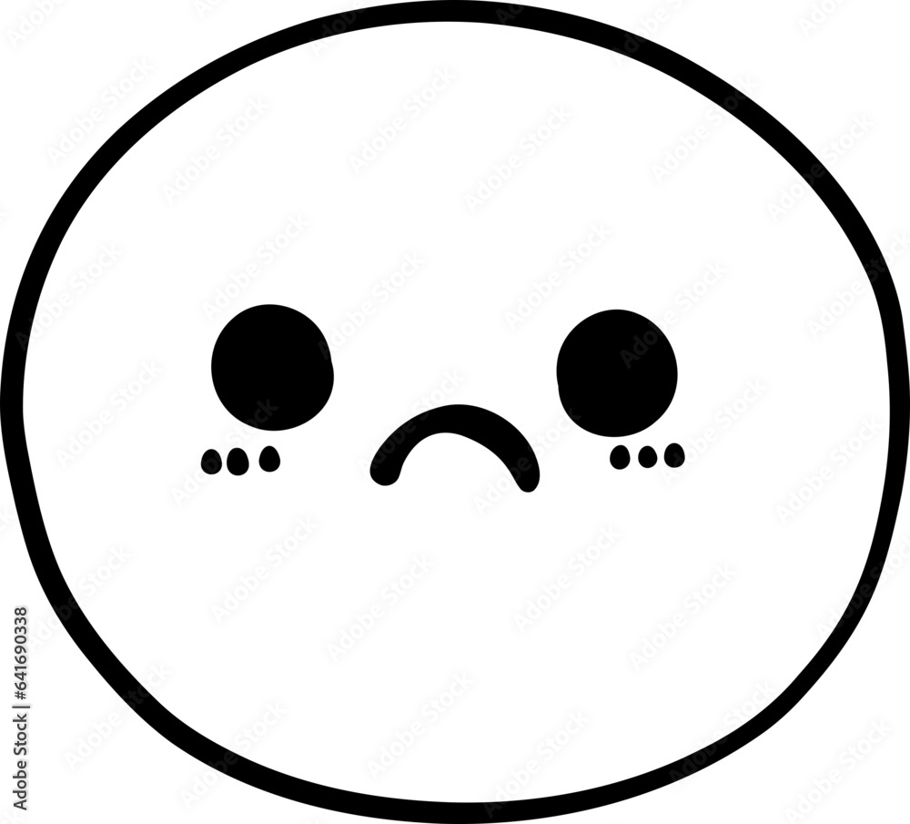 Cute sad emoji, smiley emoticon doodle outline Stock Vector | Adobe Stock