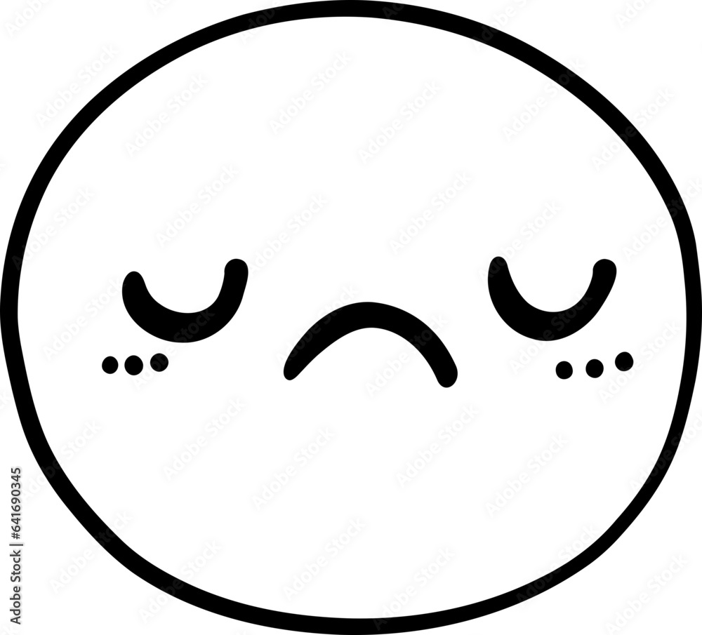 Cute sad emoji, smiley emoticon doodle outline Stock Vector | Adobe Stock