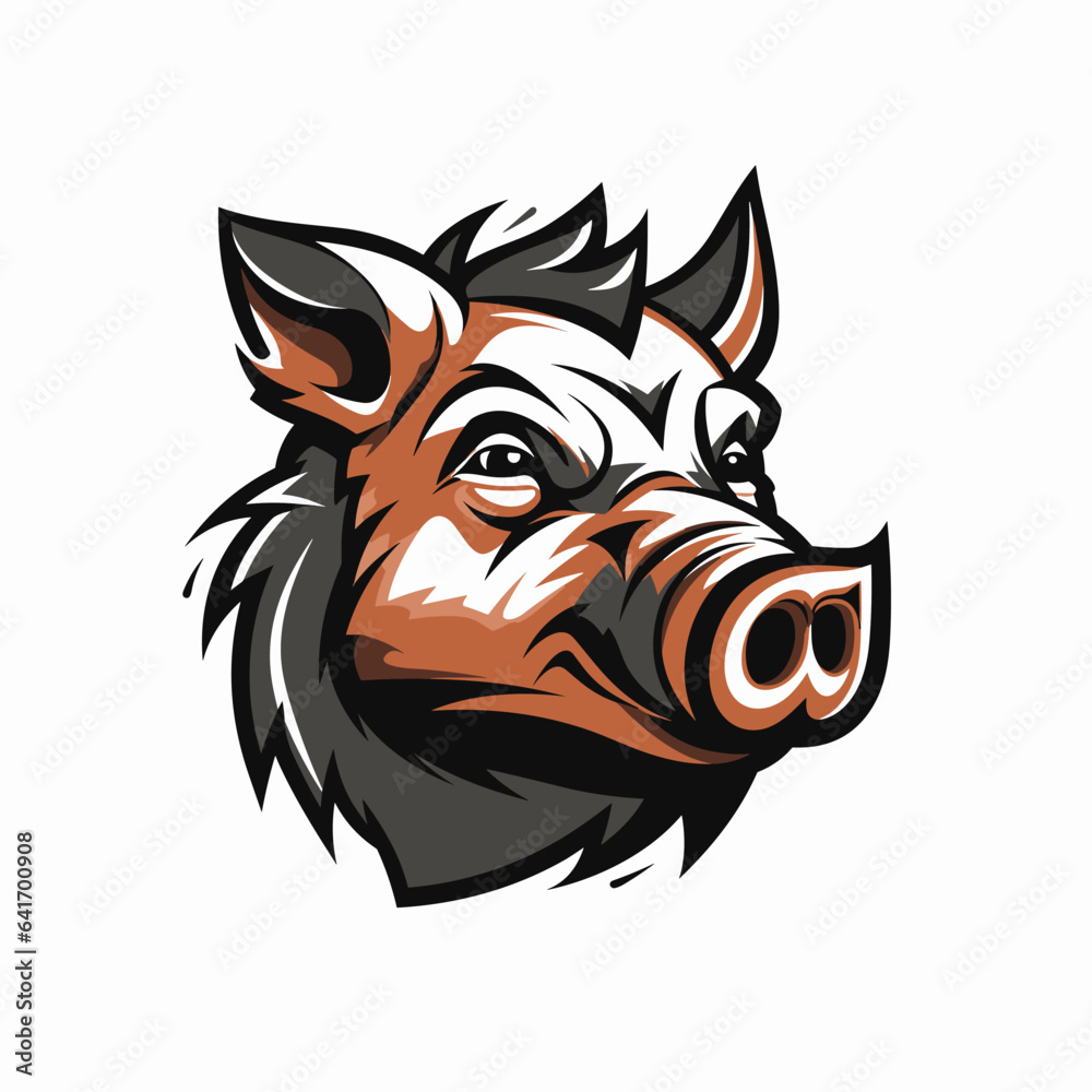 Esport vector logo pig on white background side view, pig icon, pig ...