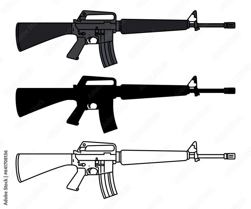 m16 assault rifle vector in 3 different shapes Stock Vector | Adobe Stock