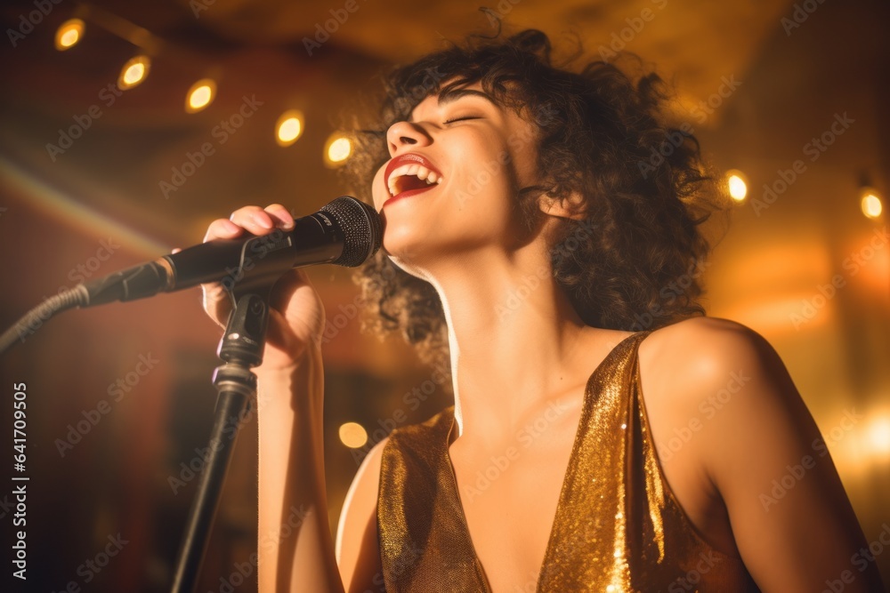 Close-up portrait photography of a glad girl in her 30s dancing and ...