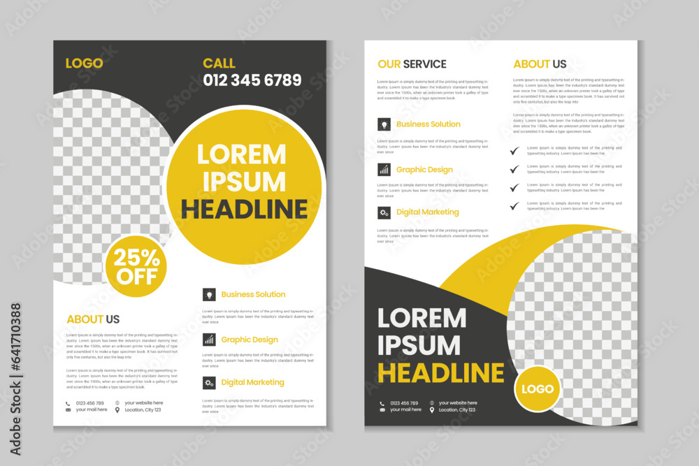 Double pages brochure template design, flyer template design, business ...
