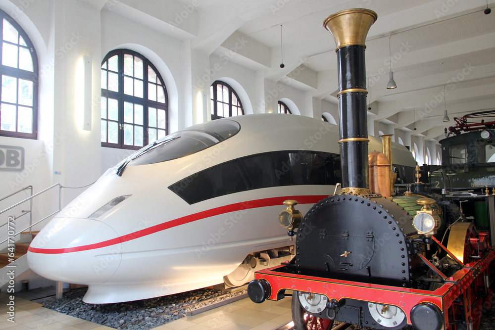 Nuremberg, Germany - August 26, 2023: First German steam engine Adler ...