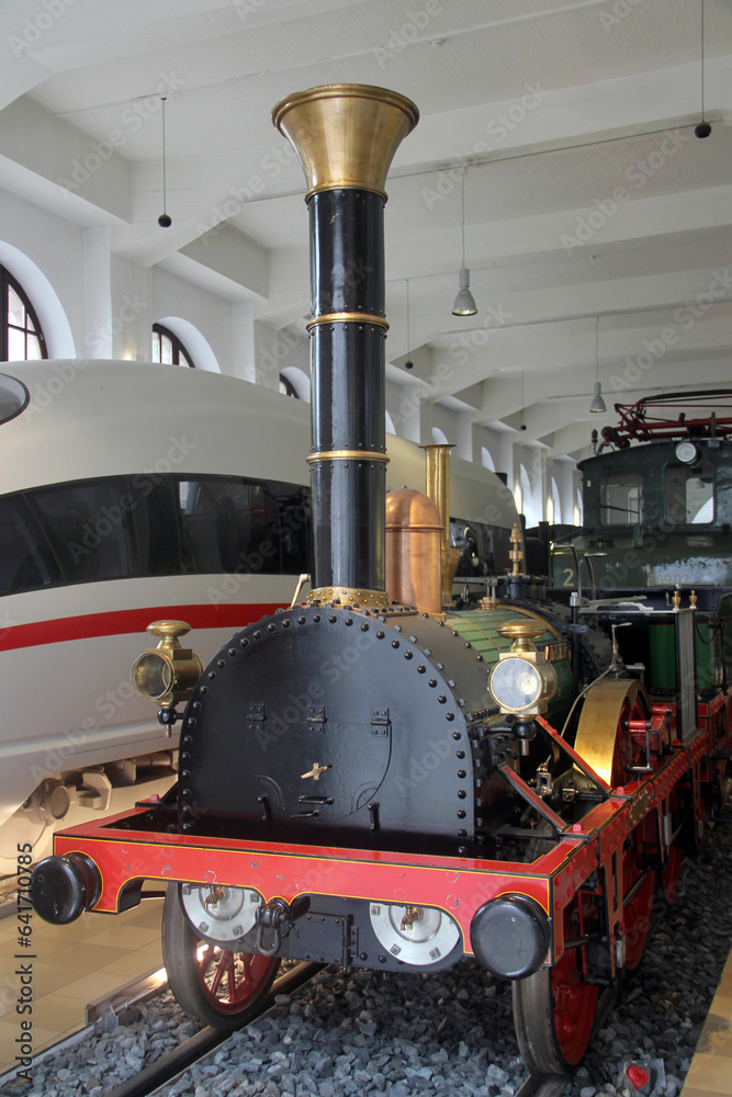 Nuremberg, Germany - August 26, 2023: First German steam engine Adler ...