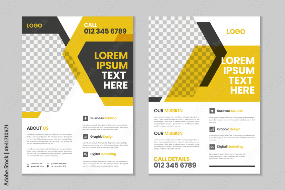 Double pages brochure template design, flyer template design, business ...
