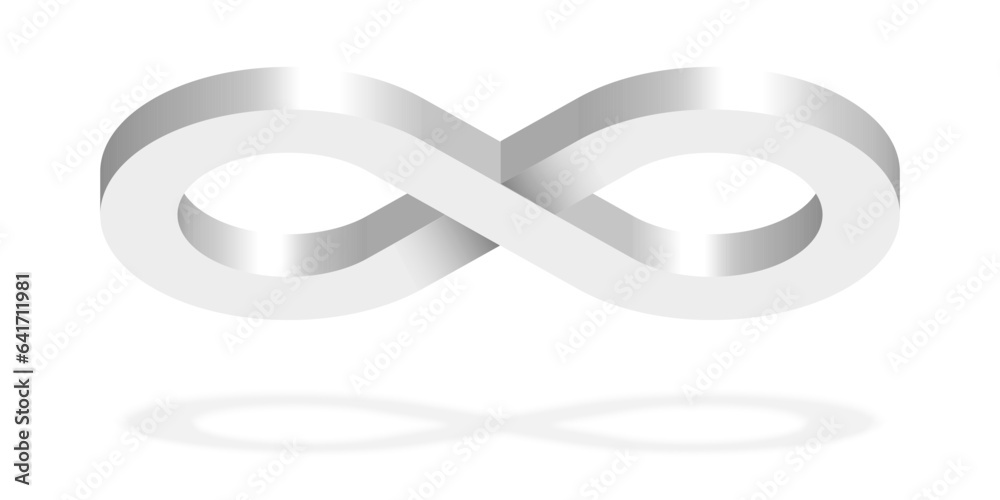 White 3D Infinity Symbol on white Background. Endless Vector Logo ...