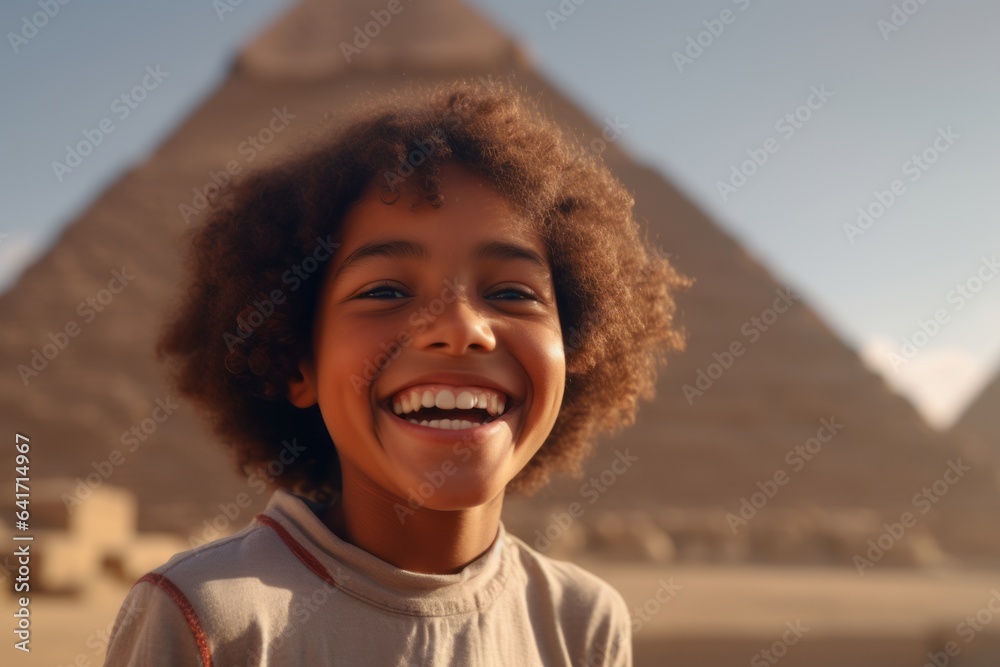 Medium shot portrait photography of a happy kid female winking wearing ...