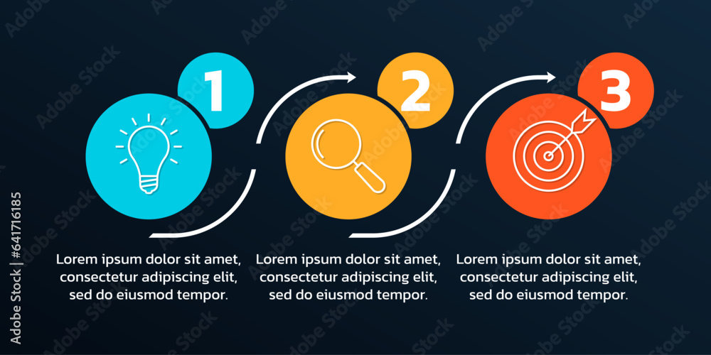 3 step infographic template. Process diagram, business presentation ...