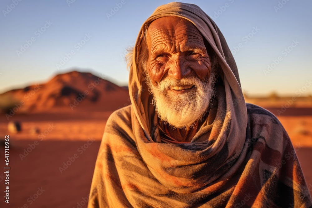 Medium shot portrait photography of a grinning old man forming an 'x ...