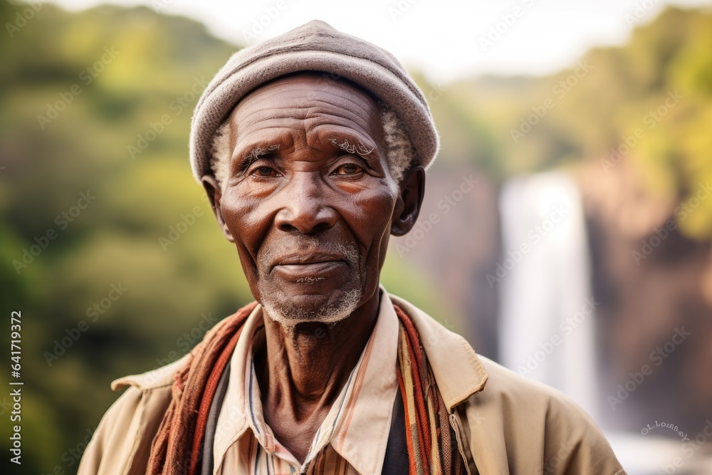 Headshot portrait photography of a blissful old man tilting head ...
