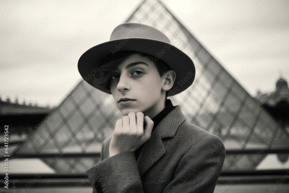 Photography in the style of pensive portraiture of a joyful boy in his ...