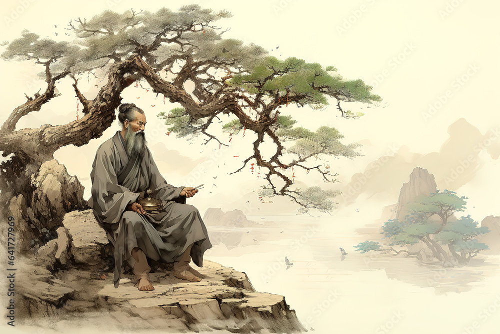Ancient Chinese poet Li Bai wrote poems on the stones in the mountains ...