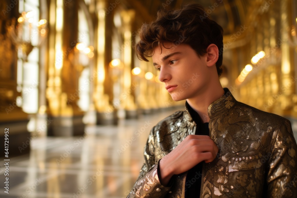 Environmental portrait photography of a glad boy in his 20s striking a ...