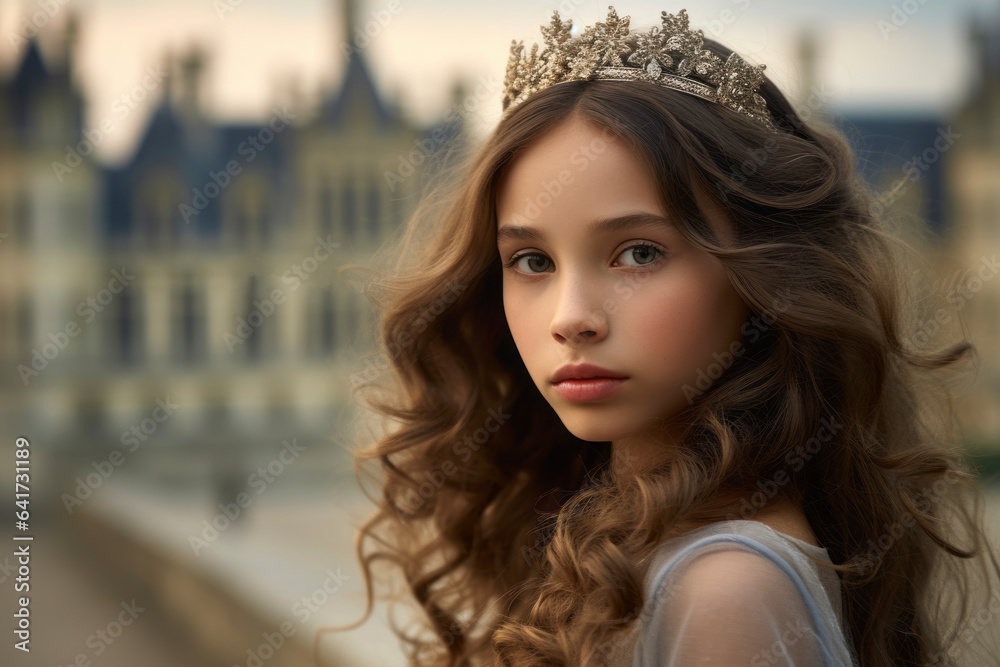 Photography in the style of pensive portraiture of a content kid female ...