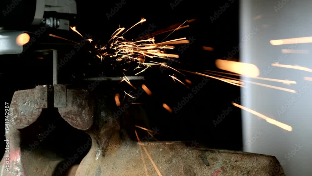 Metalwork welding using grinder Cutting Polishing Machine Disk. Bright ...