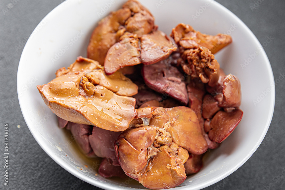 liver chicken food confit boiled chicken offal meat meal snack on the ...