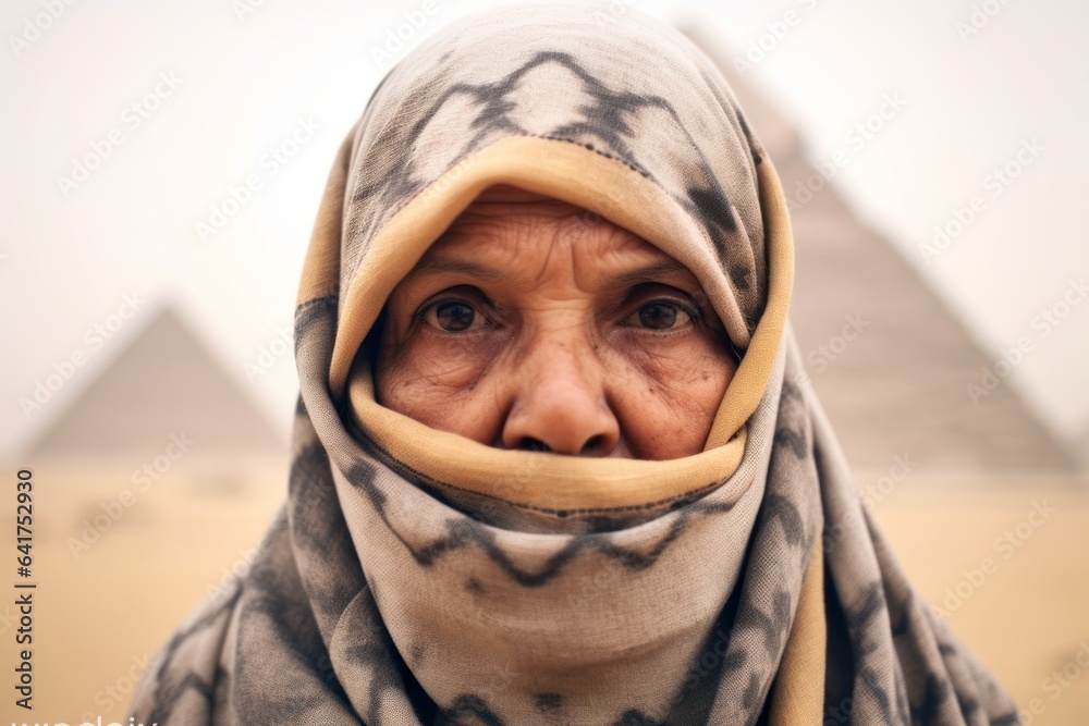 Close-up portrait photography of a content mature woman wearing a ...