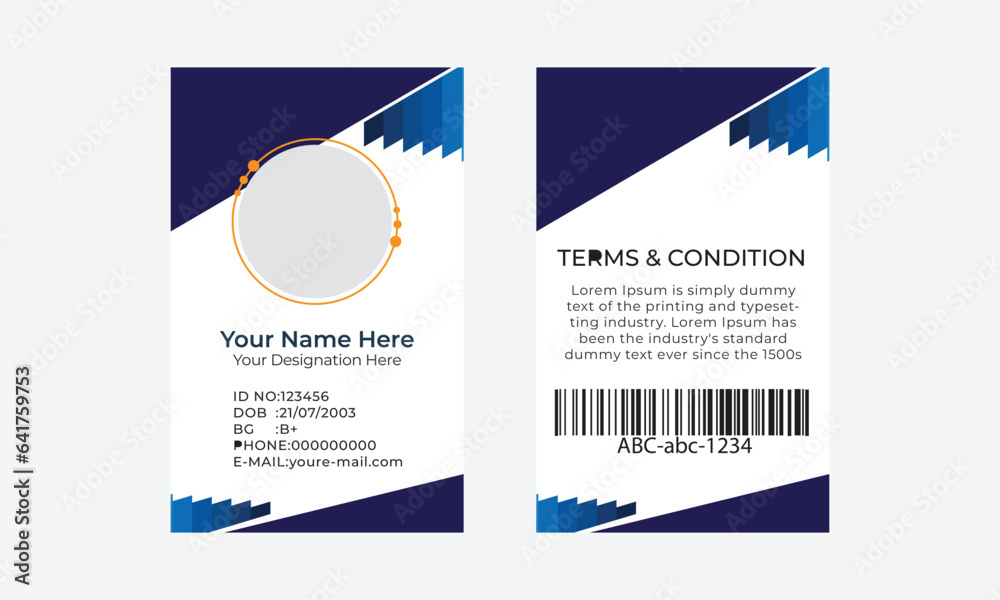 A modern template Id card design set with geometric shapes. Stock ...