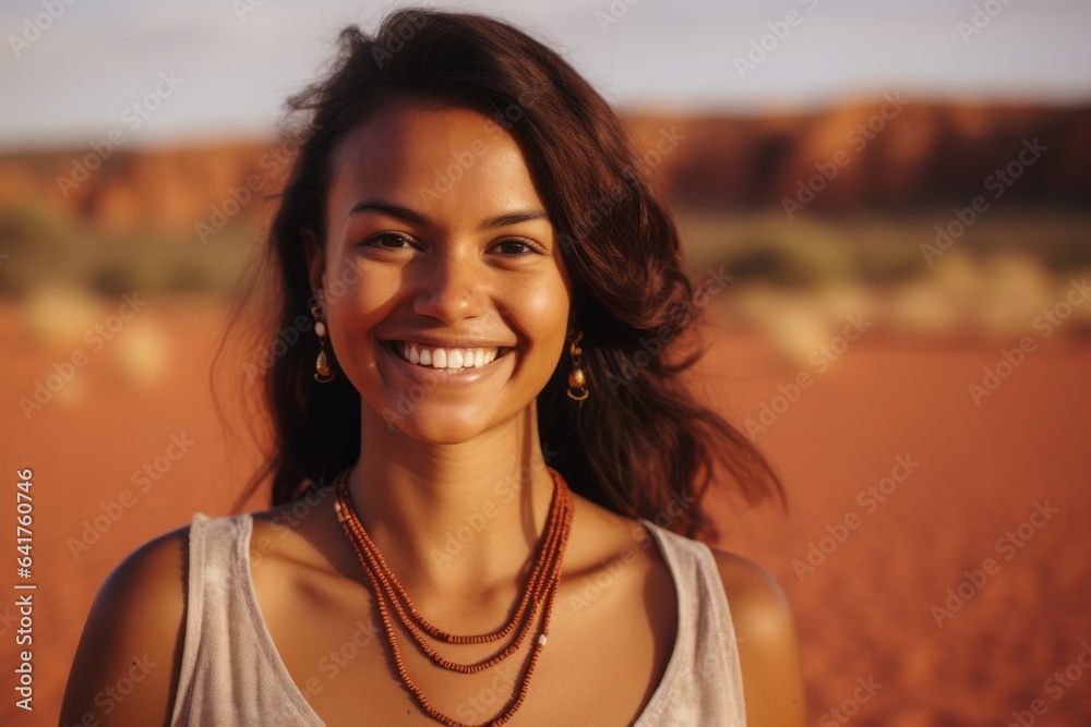 Close-up portrait photography of a cheerful girl in her 30s wearing a ...