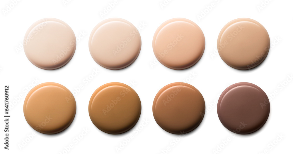 Foundation range in round texture shapes isolated on white background ...