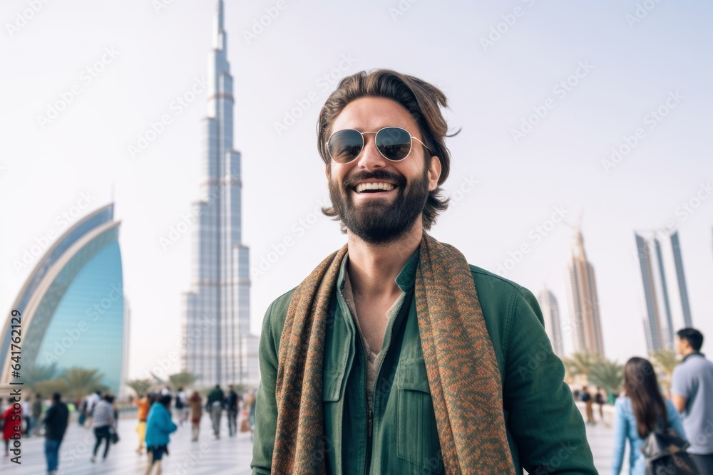Medium shot portrait photography of a cheerful boy in his 30s wearing a ...