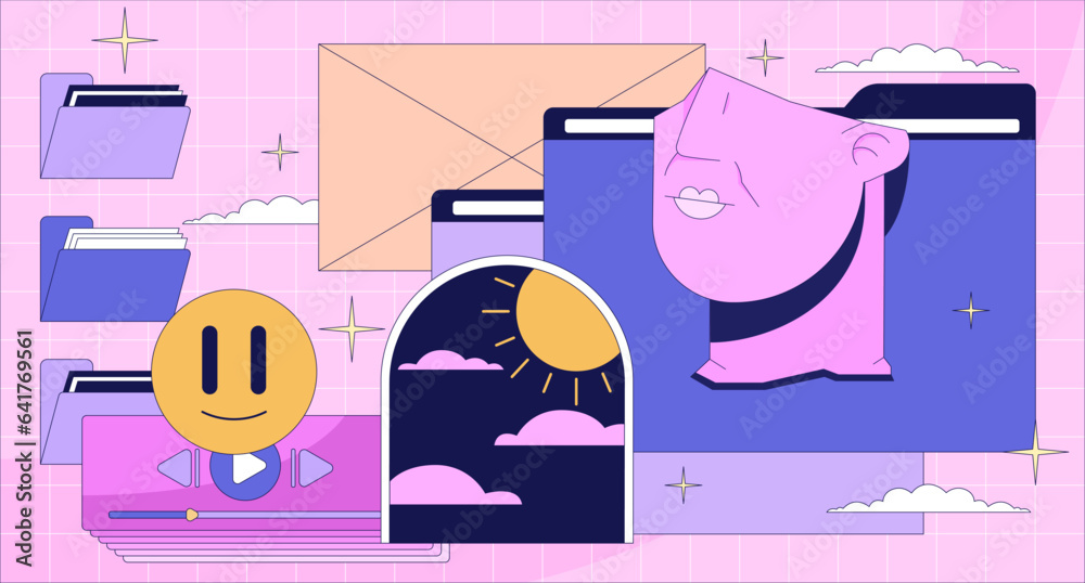 Y2k computer interface lo fi aesthetic wallpaper. 1990s folder files ...