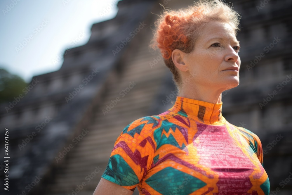 Photography in the style of pensive portraiture of a merry mature woman ...