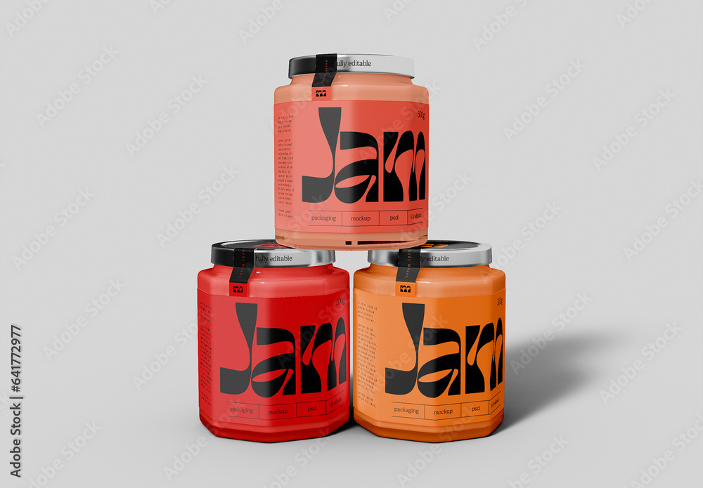 Stacked Jam Jars Mockup Stock Template | Adobe Stock