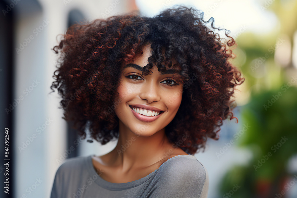 Generative AI portrait of natural beauty perfect african american woman ...