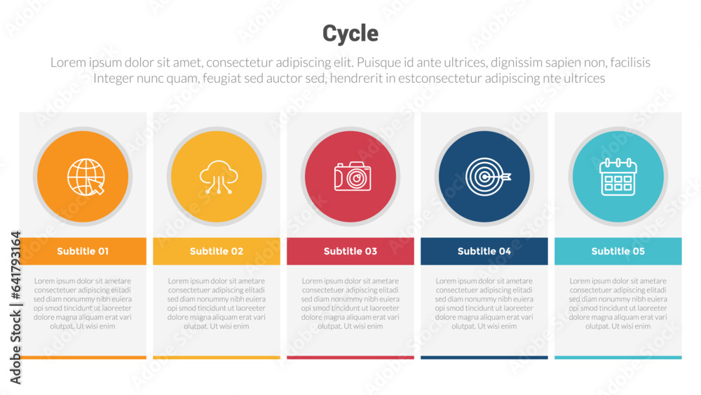 cycle or cycles stage infographics template diagram with big table ...
